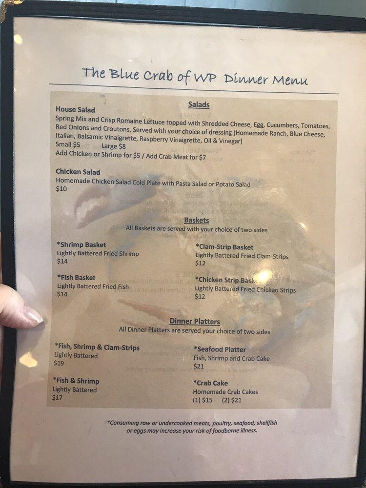 Menu at Blue Crab Restaurant, West Point, 620 Main St