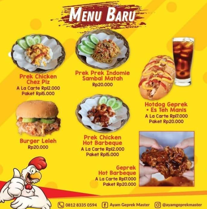 Menu at Ayam Geprek Master restaurant, Makassar, Jl. Ahmad Yani No.21d