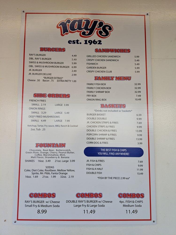 Menu at Ray's Drive In restaurant, Everett