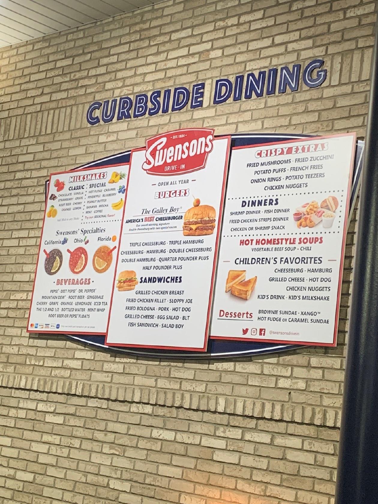 Menu at Swensons Drive-In fast food, Columbus, Ikea Wy