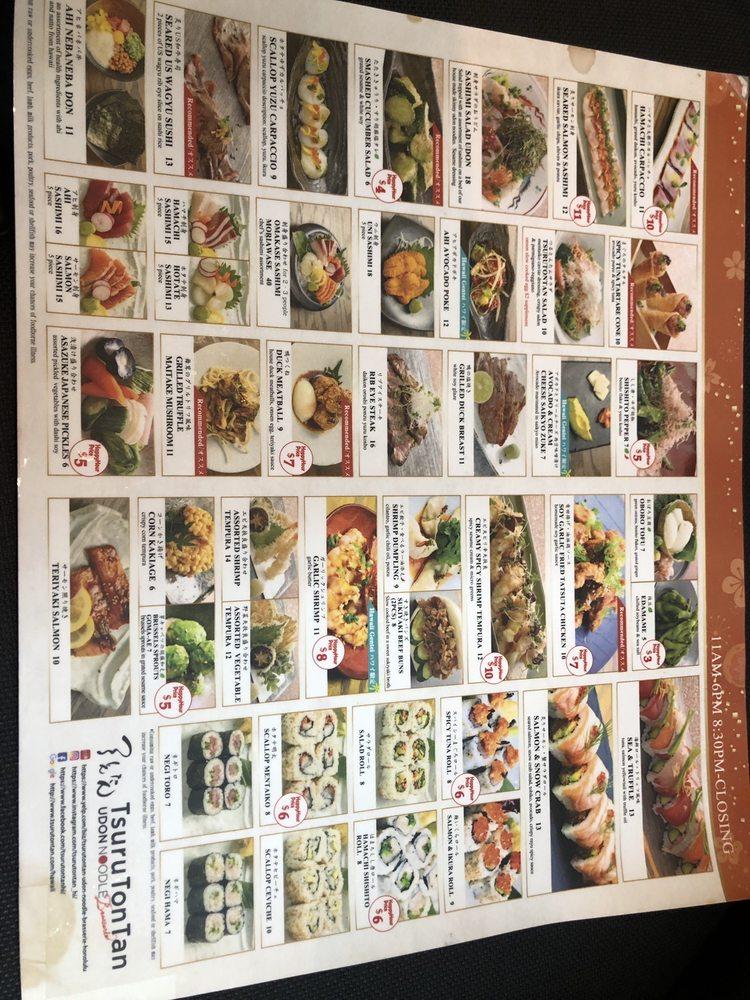 Menu at Tsuru Ton Tan restaurant, Honolulu, Kalakaua Ave Ste B 310