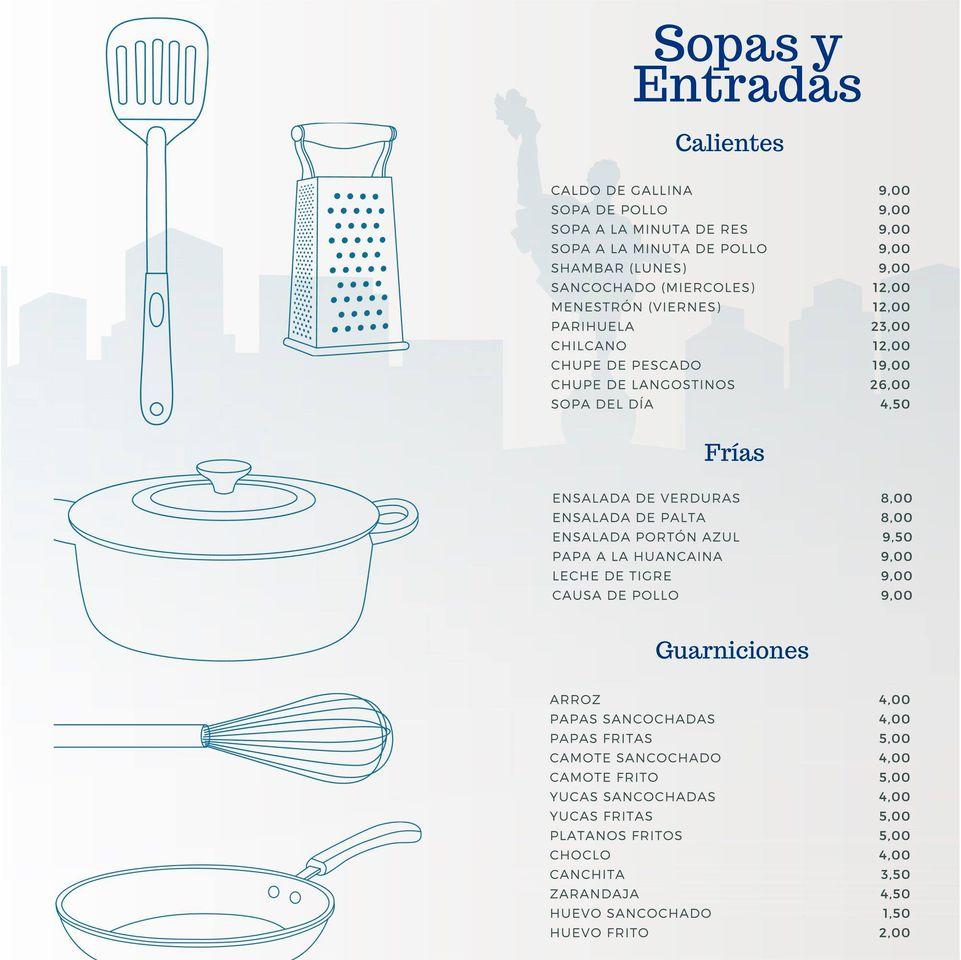 Carta del restaurante El Portón Azul, Trujillo, Av. Moche Nro. 270