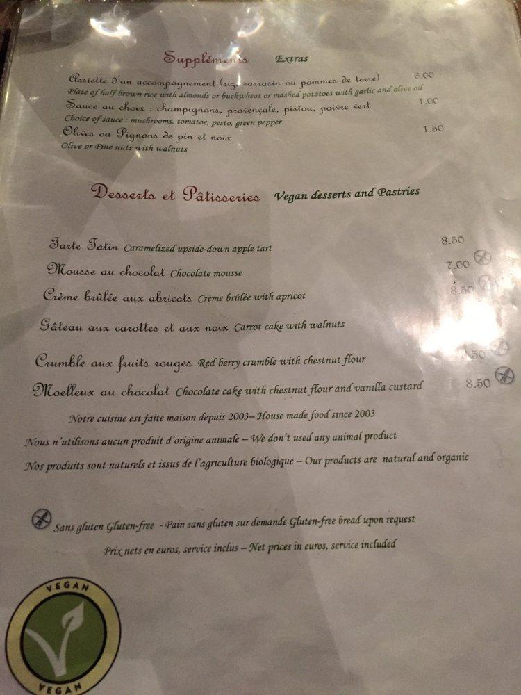 Menu at Le Potager du Marais a emporter restaurant, Paris