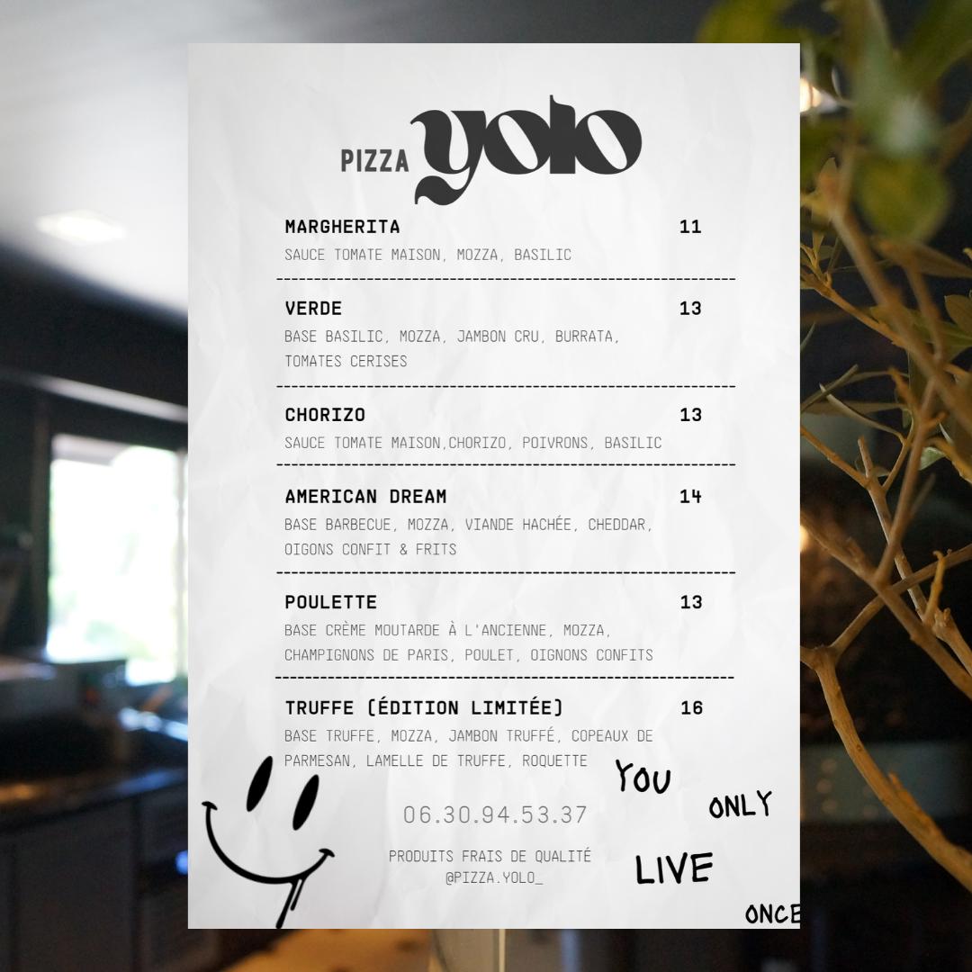 Menu au PIZZA YOLO restaurant, Castagniers