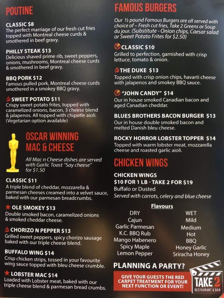 Menu at Take 2 Restaurant & Bar, Fort Erie