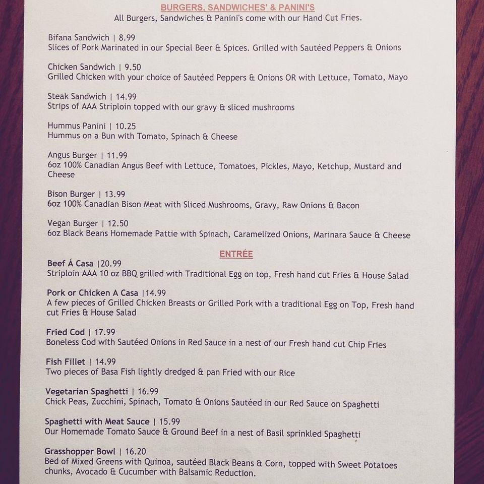 Menu at The Little Grasshopper Cafe, Hamilton