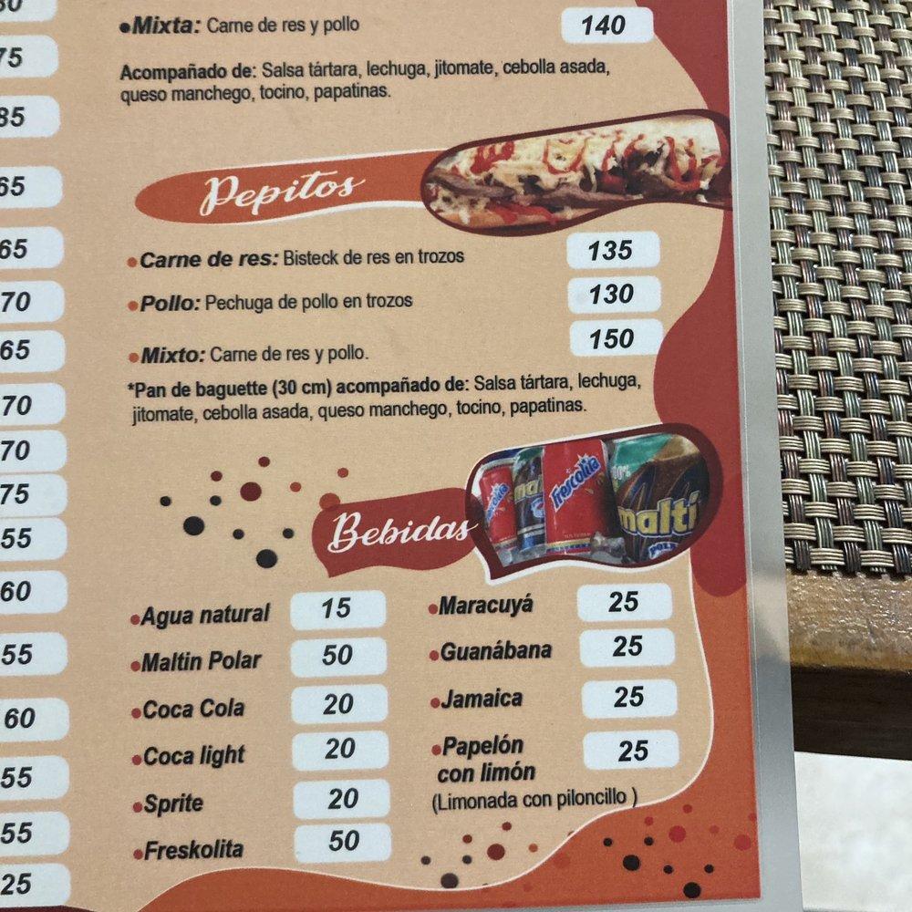 Menu at El Rincón de Caracas restaurant, Cancún, Palenque 101-MZ 1