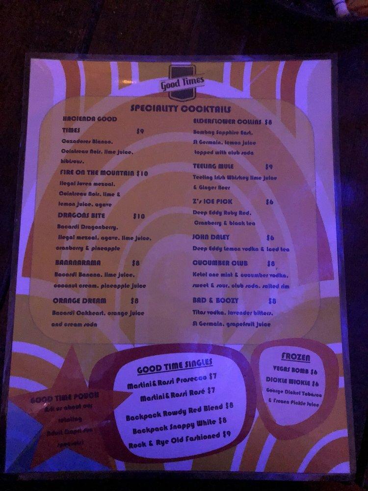 Menu at Good Times pub & bar, Oklahoma City