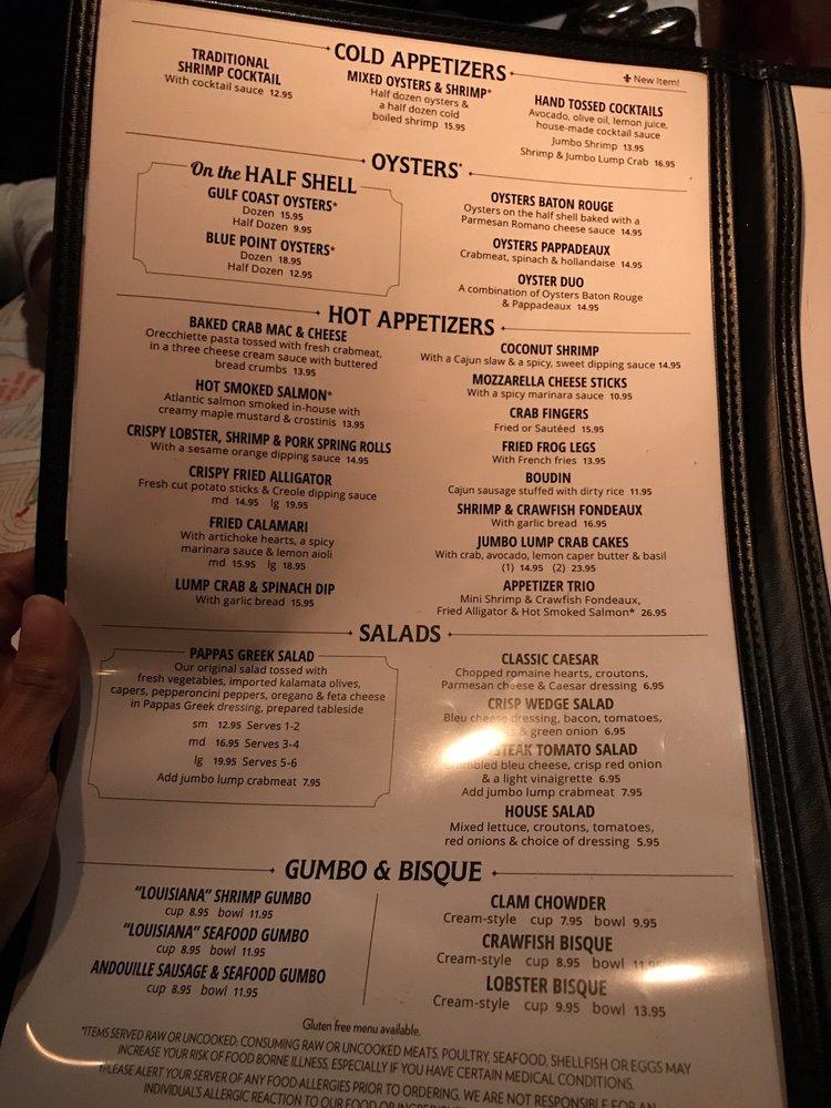 Menu at Pappadeaux Seafood Kitchen restaurant, Norcross, Jimmy Carter Blvd