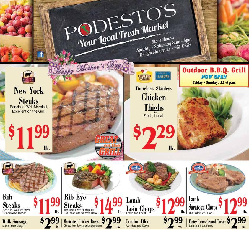 Menu at Podesto's Market & Deli restaurant, Stockton