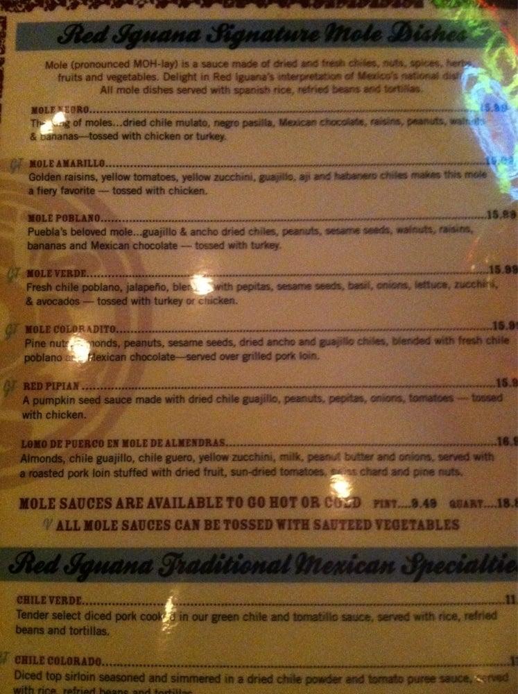 Menu at Red Iguana 2 restaurant, Salt Lake City