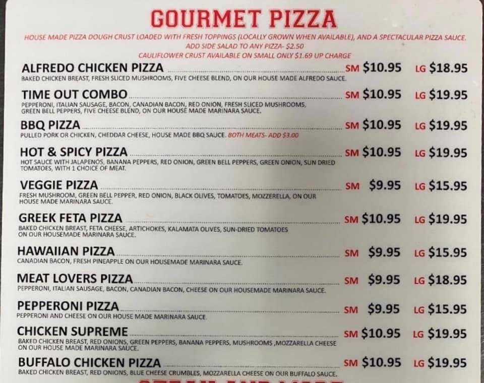 Menu at Time Out Bar And Grill, Bogalusa