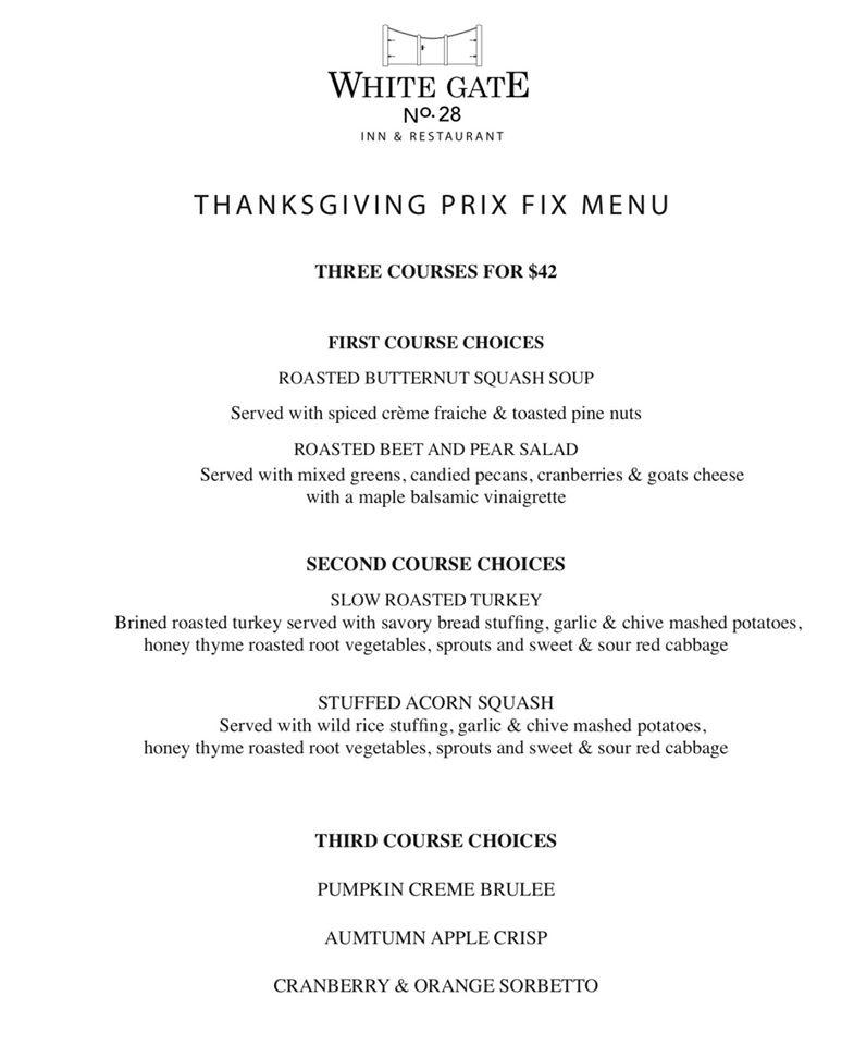 Menu at White Gate Inn & Restaurant, Chester