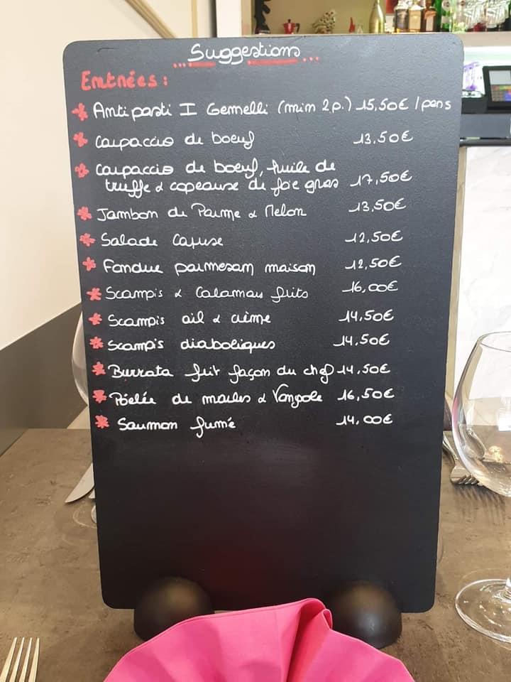 Menu au I Gemelli, Charleroi