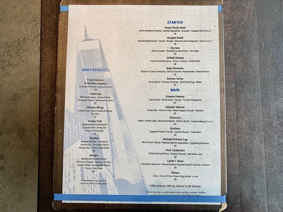 Menu at ONE Dine at One World Observatory restaurant, New York City