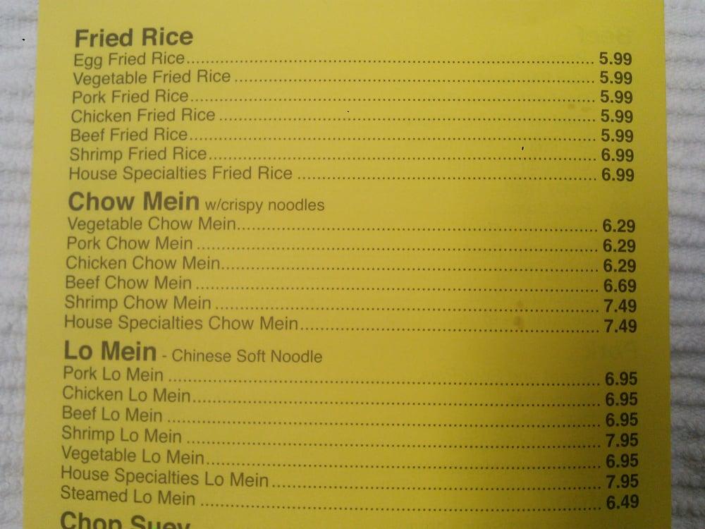 Menu at Peking Chinese Restaurant, Marshall