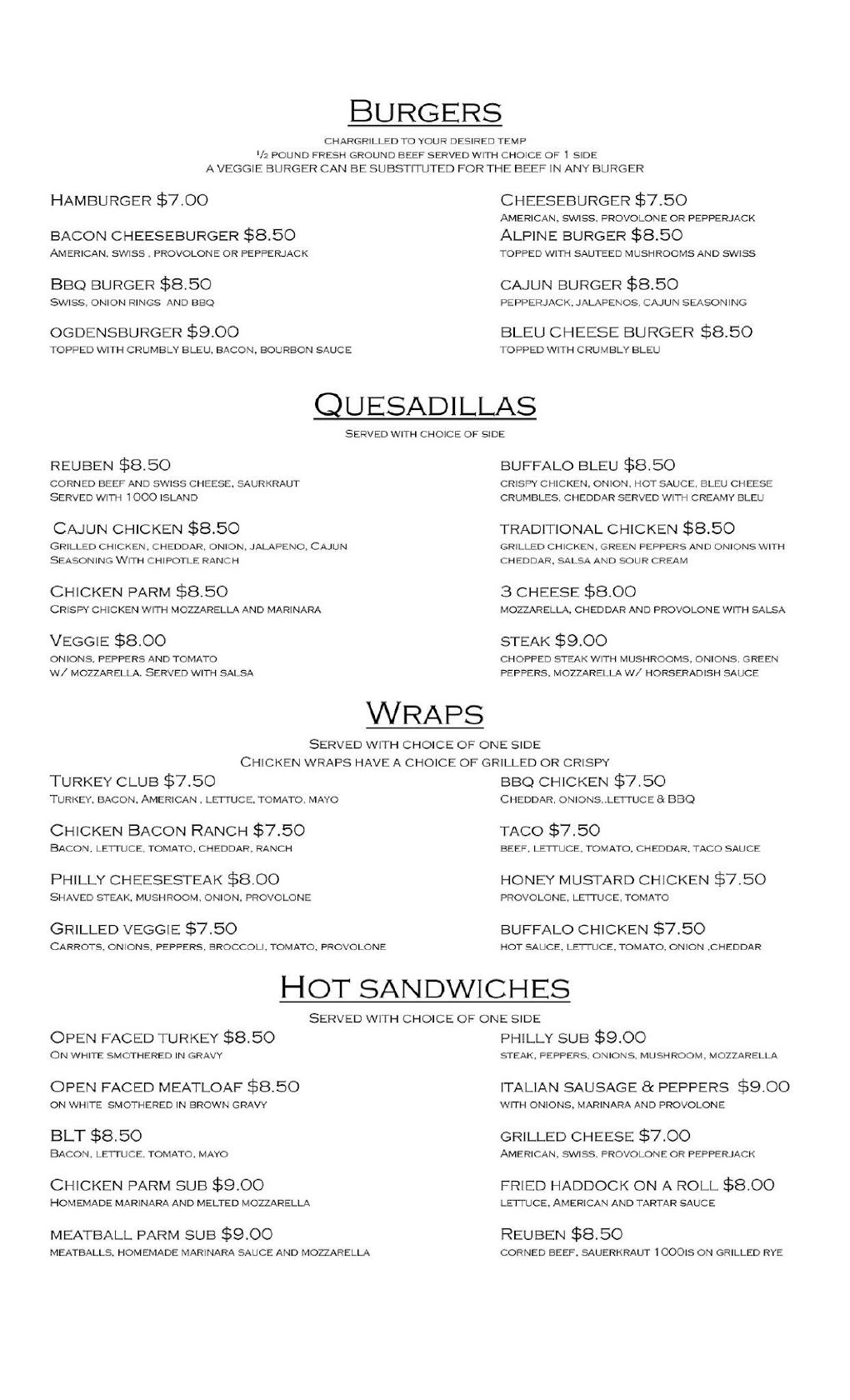 Menu at Freight House pub & bar, Ogdensburg