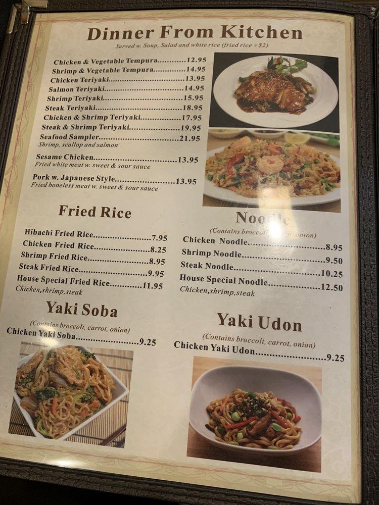 Menu at Mizu restaurant, Gulfport, US 49