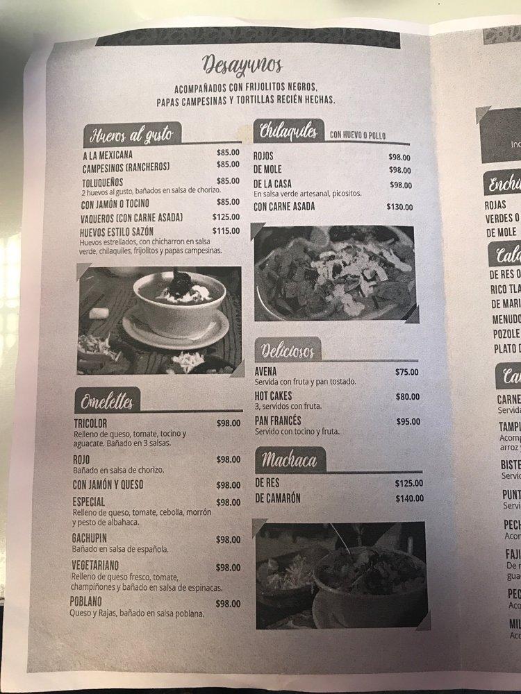Menu at Sazón México Restaurante, Rosarito