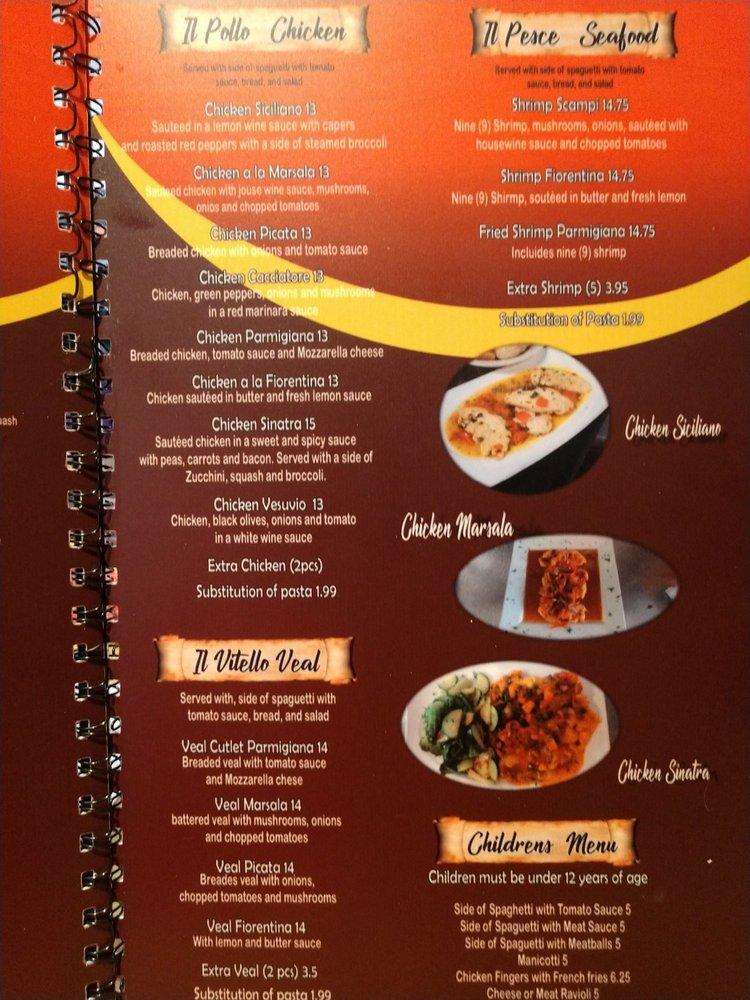 Menu at Simona's Italian Restaurant, Victoria