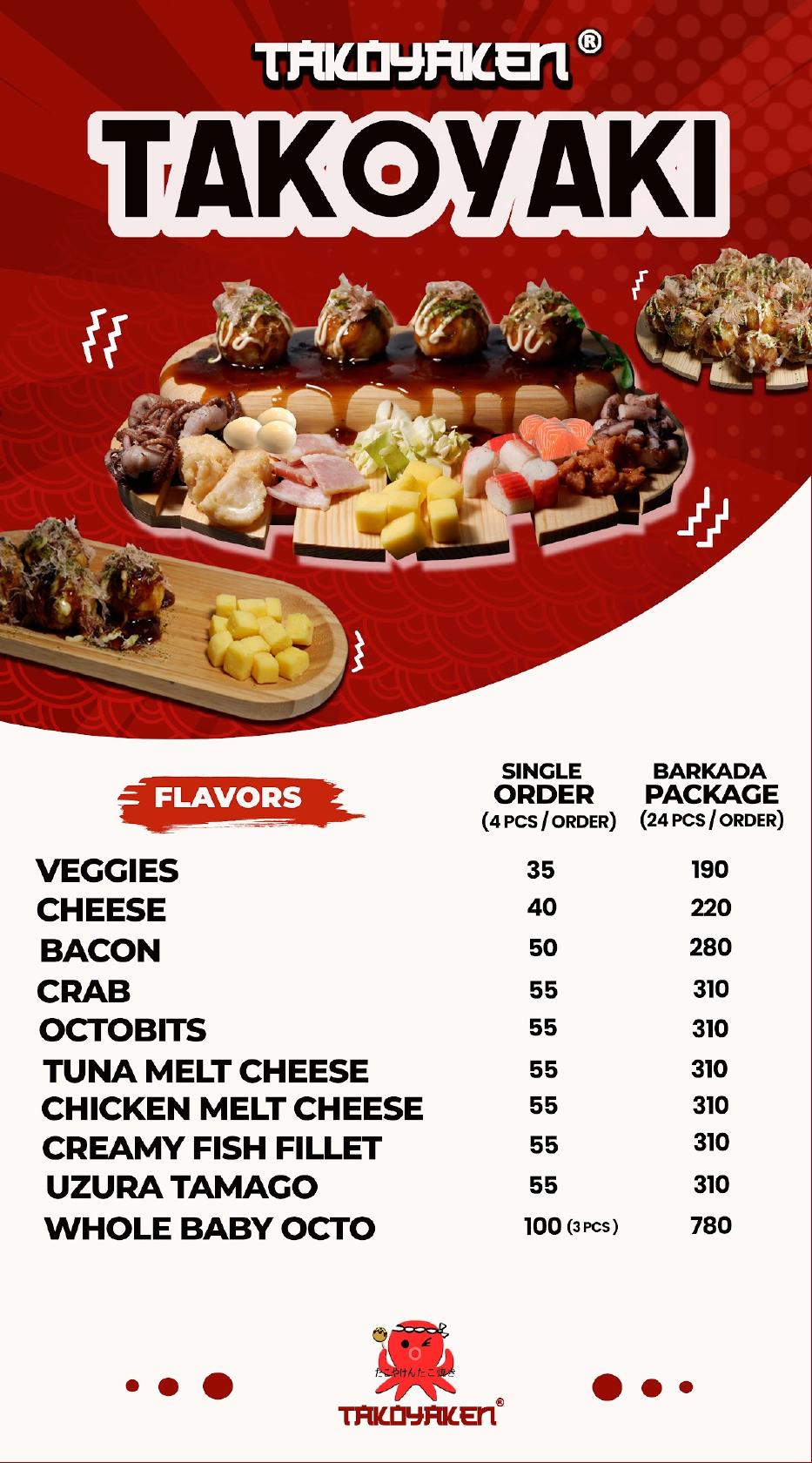 Menu at Takoyaken Takoyaki- Tambubong Branch, Bocaue