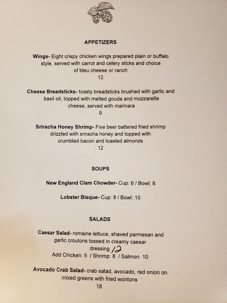 Carta de Tap & Barrel Tavern, Bar Harbor