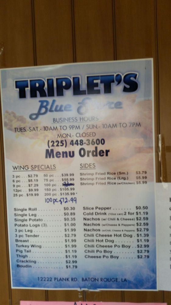 Menu at The Blue Store restaurant, Baton Rouge, Plank Rd