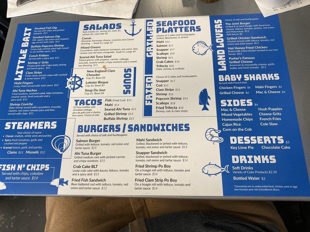 Menu at The Fish Joint restaurant, Coconut Creek