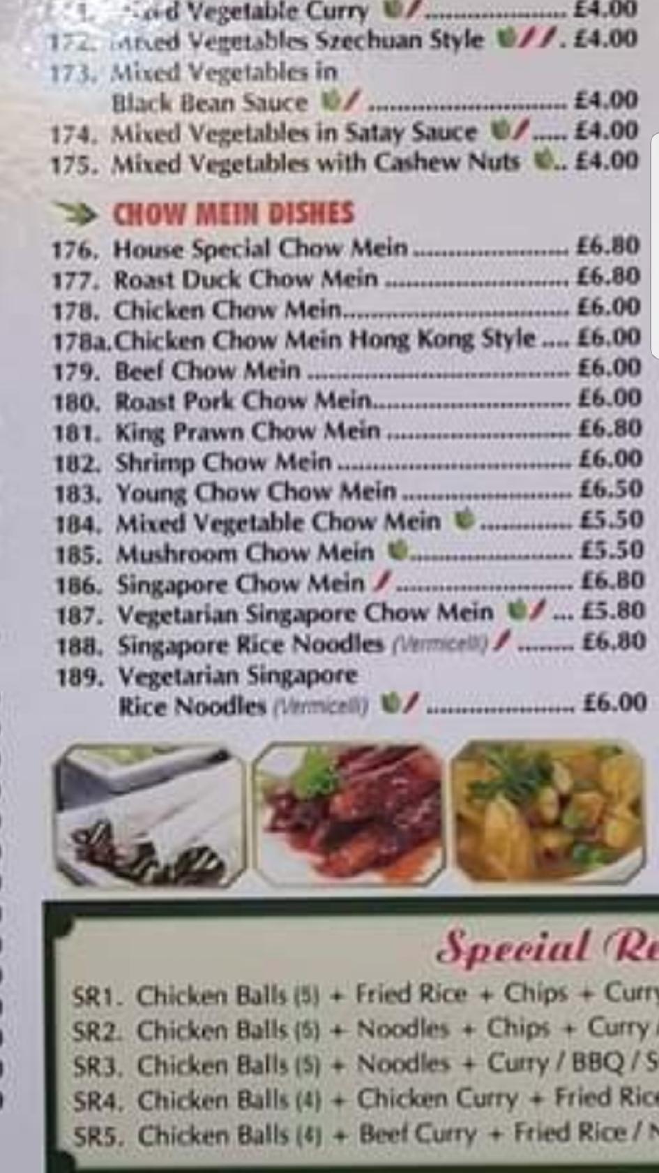 Menu at chinese vista restaurant, Brechin