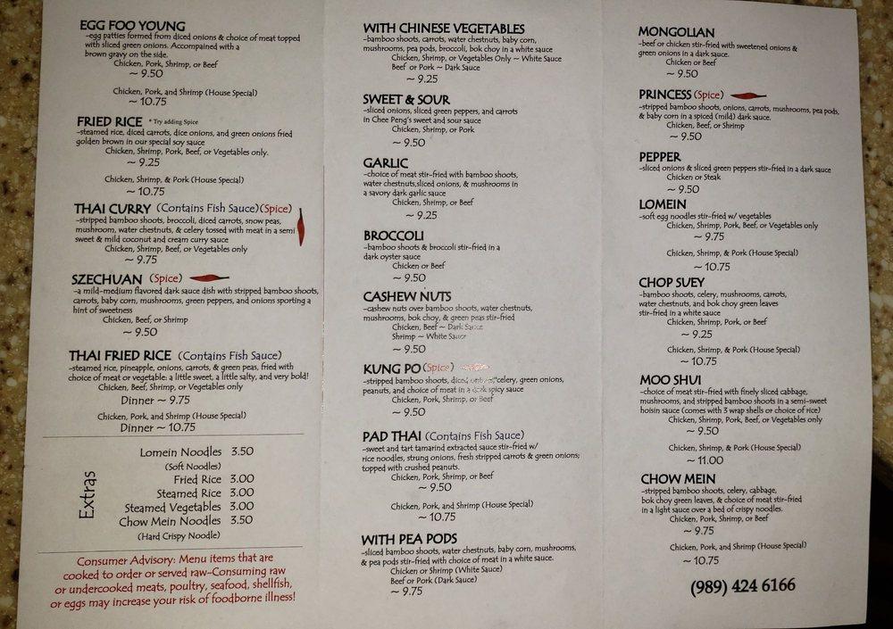 Menu at Chee Peng Clare restaurant, Clare