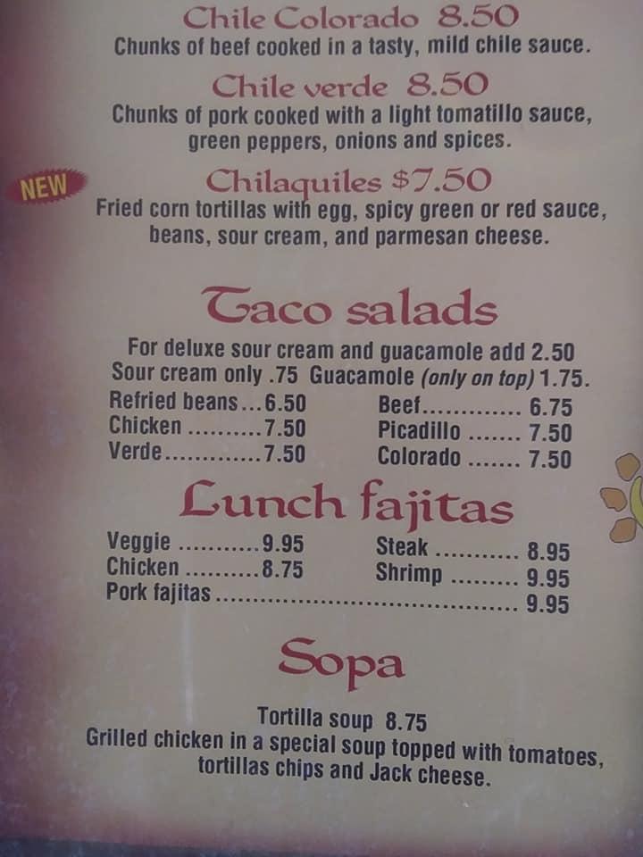 Menu at Guadalajara Grill restaurant, Jefferson