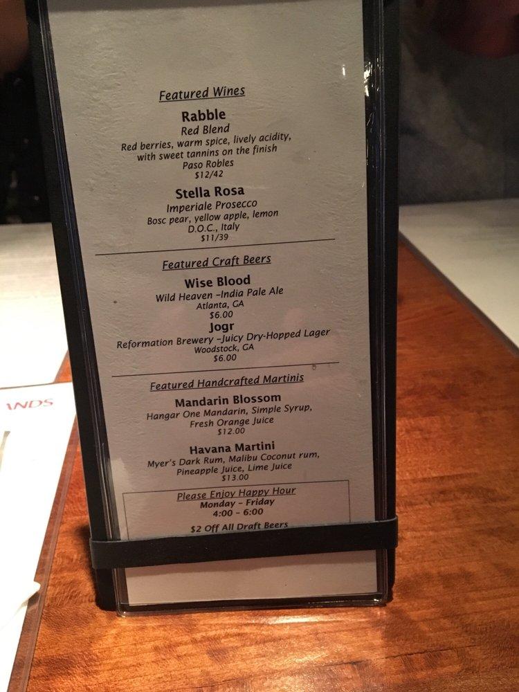 Menu at Redlands Grill steakhouse, Peachtree Corners, Peachtree Pkwy