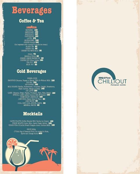 Menu at Chilli out Cafe, India