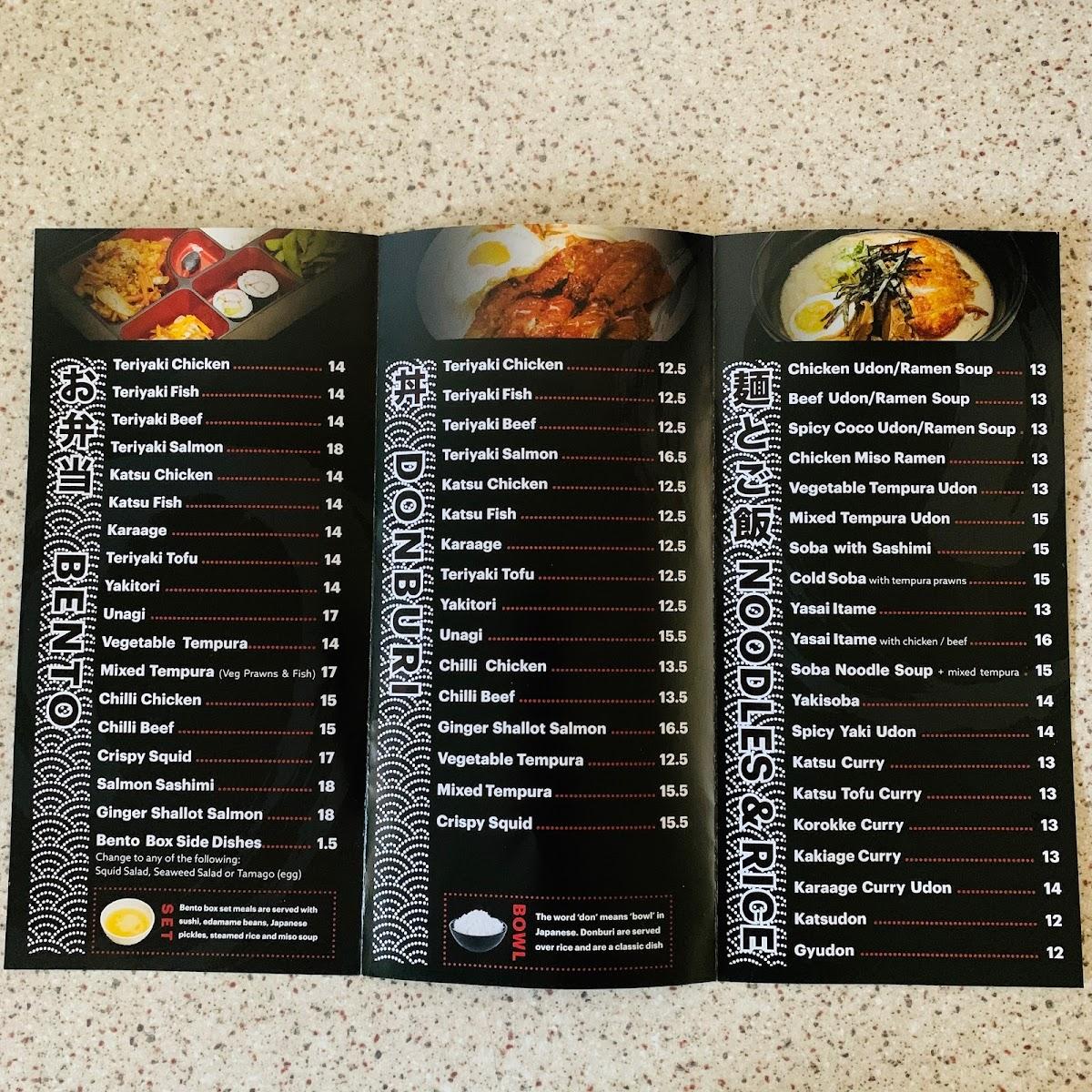 Menu at Katsu Midland restaurant, Midland