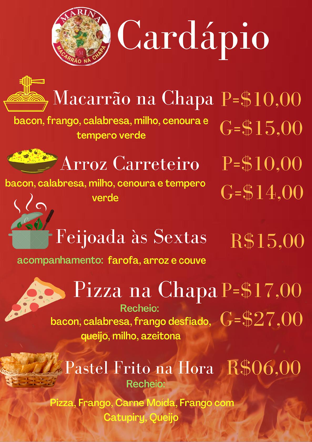 Restaurante Marina Macarrão na Chapa, Brasil - Opiniones del restaurante