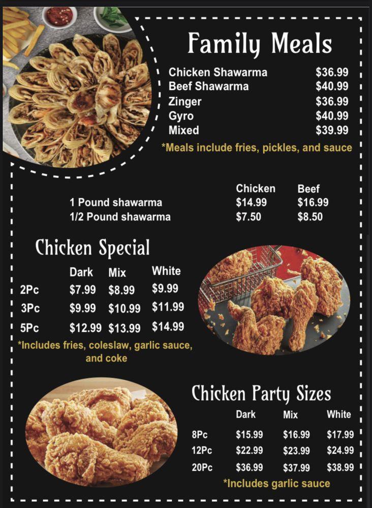 Menu at Shawarma Factory restaurant, Richardson