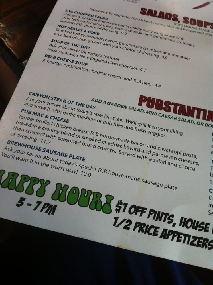 Menu at Thunder Canyon Brewery pub & bar, Tucson, 220 E Broadway Blvd