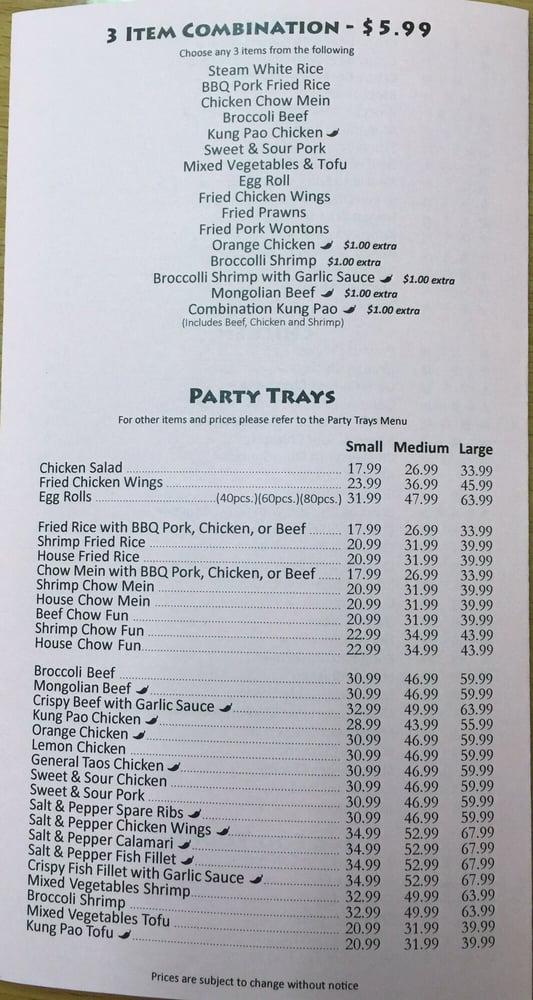 Menu at Evergreen Panda Restaurant, San Jose