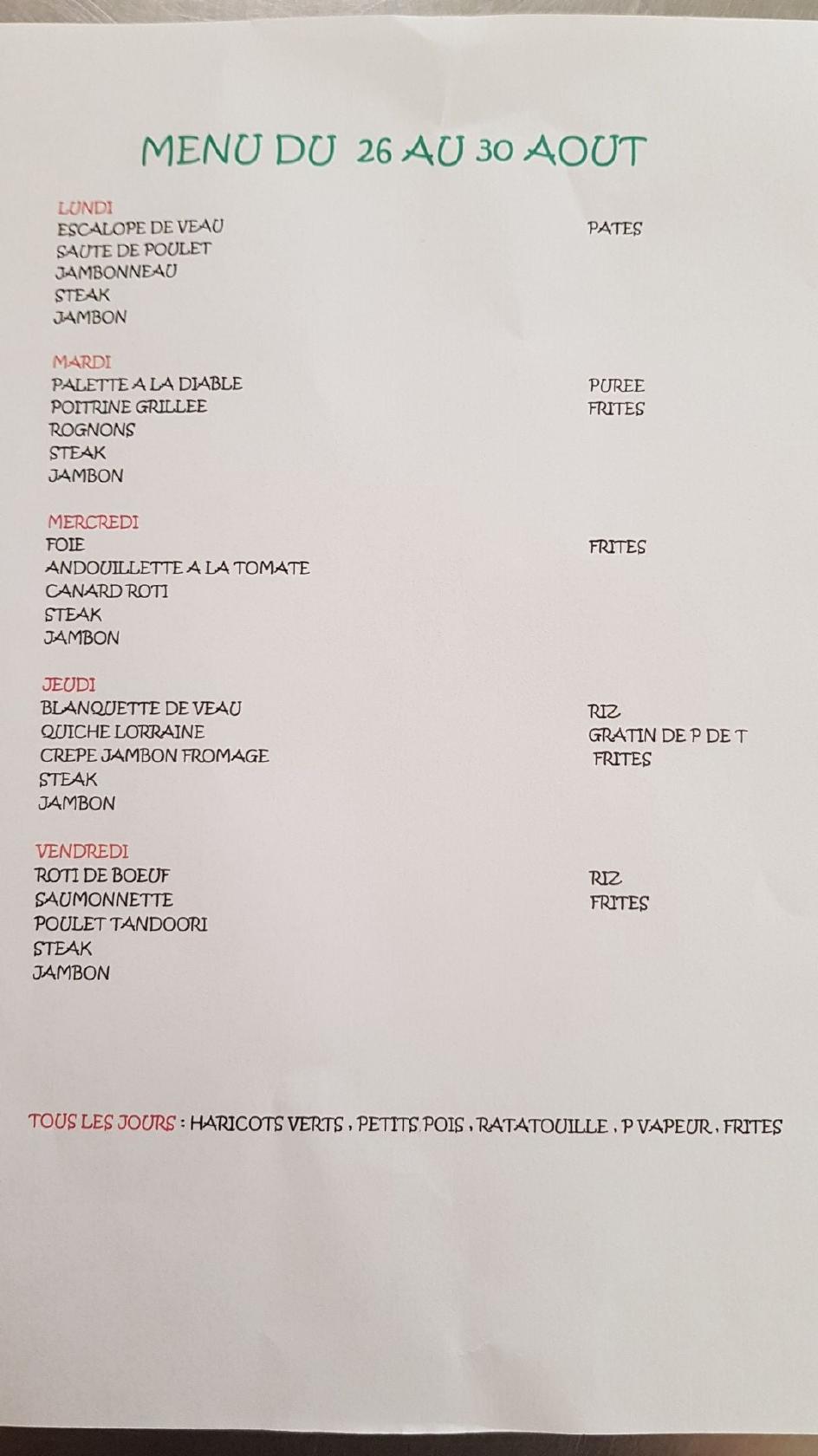 Menu au RESTAURANT CHEZ RENE, Canteleu