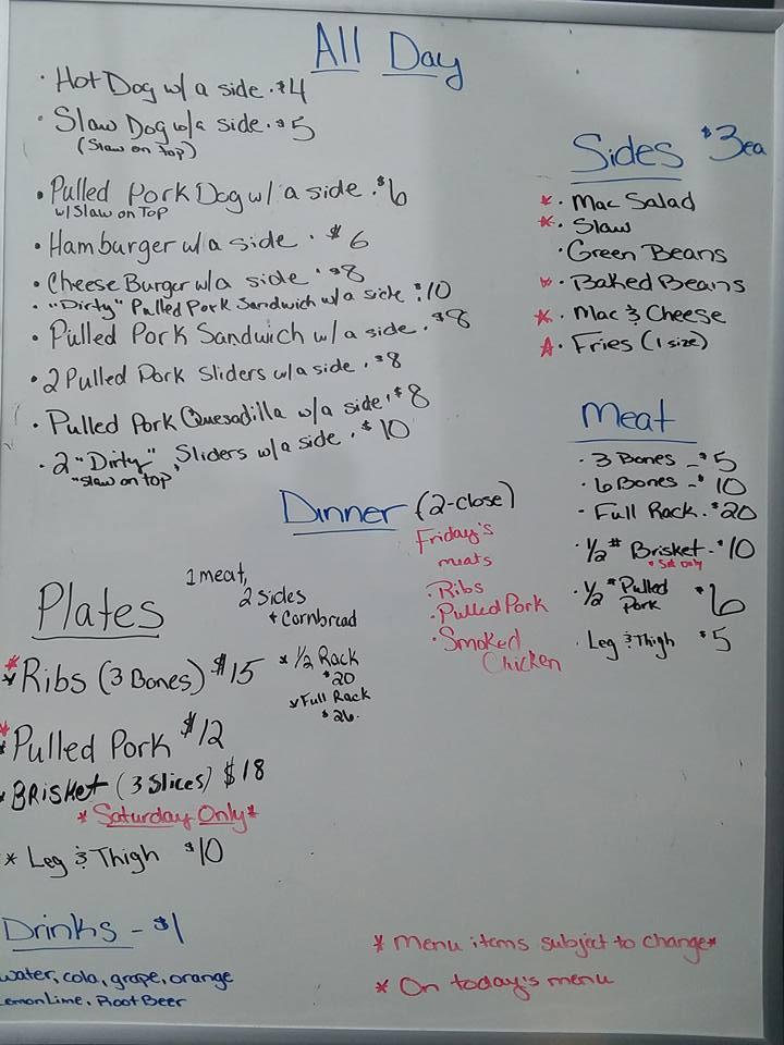 Menu at Rustic Hog BBQ, Ballston Spa