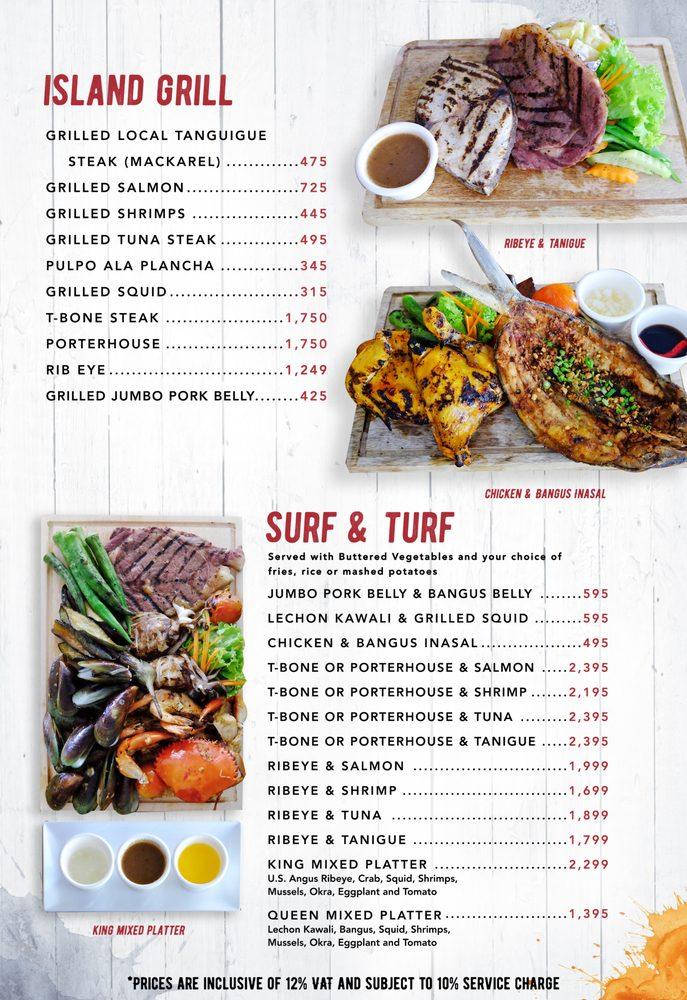 Menu at The Red Crab Alimango House restaurant, El Nido