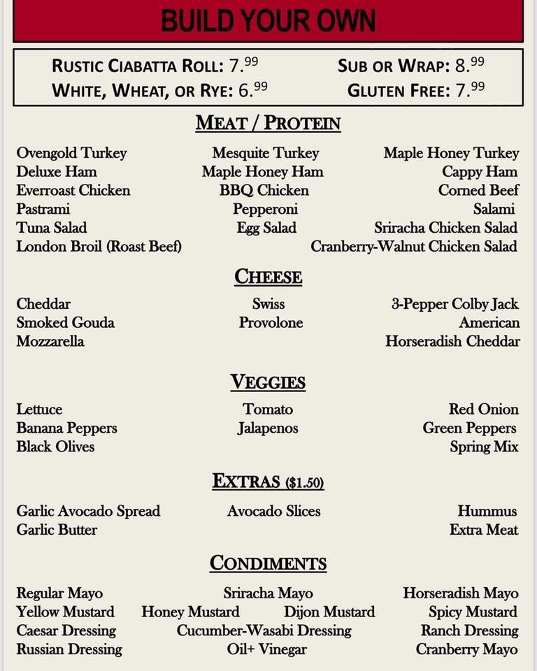 Menu at Barnard General Store, Barnard