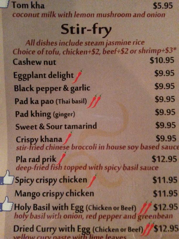 Menu at Jatujak restaurant, Toronto, Victoria Park Ave
