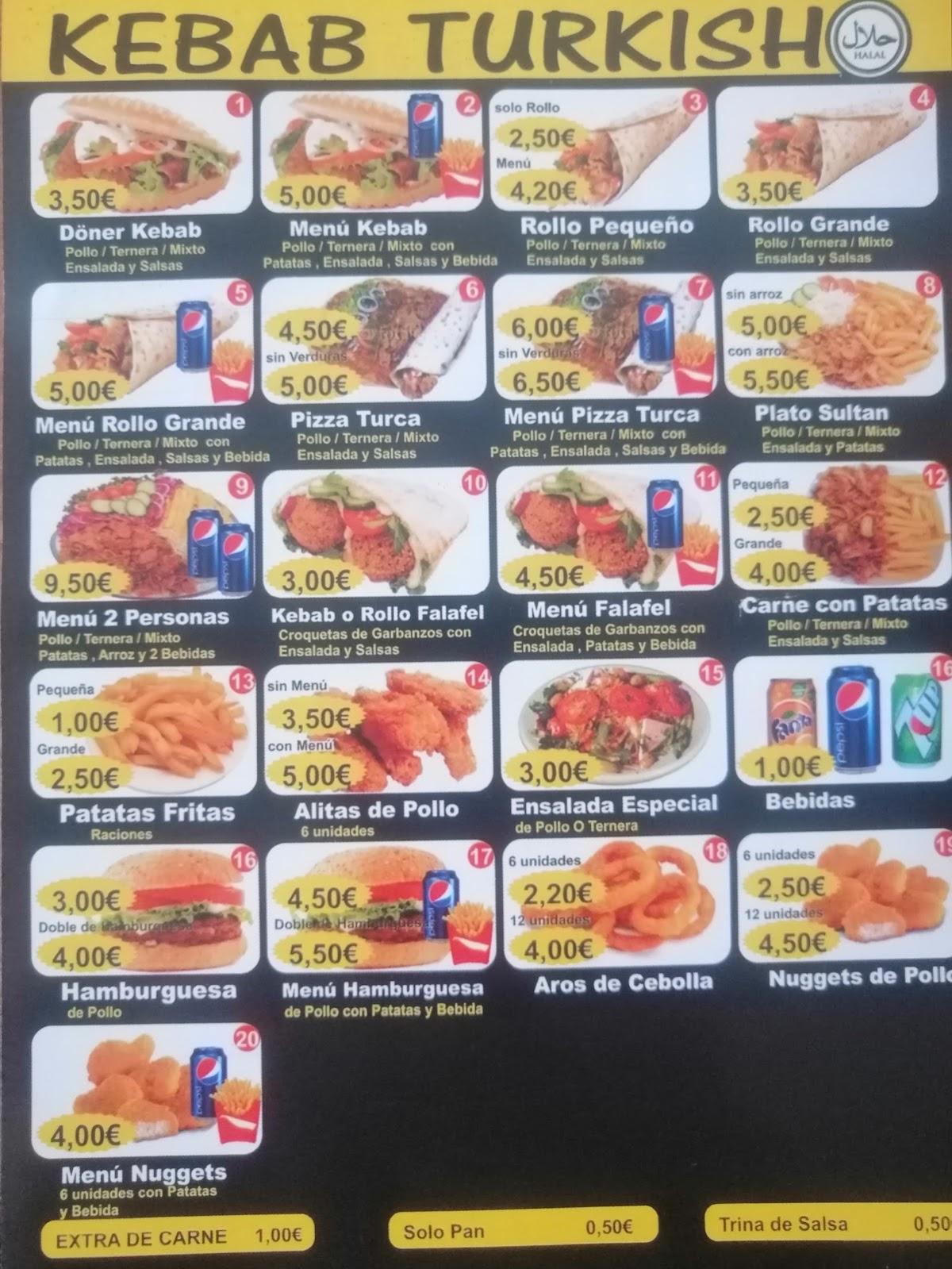 Carta del restaurante Shafra Kebab Turkish Cártama Estacion, Estación ...