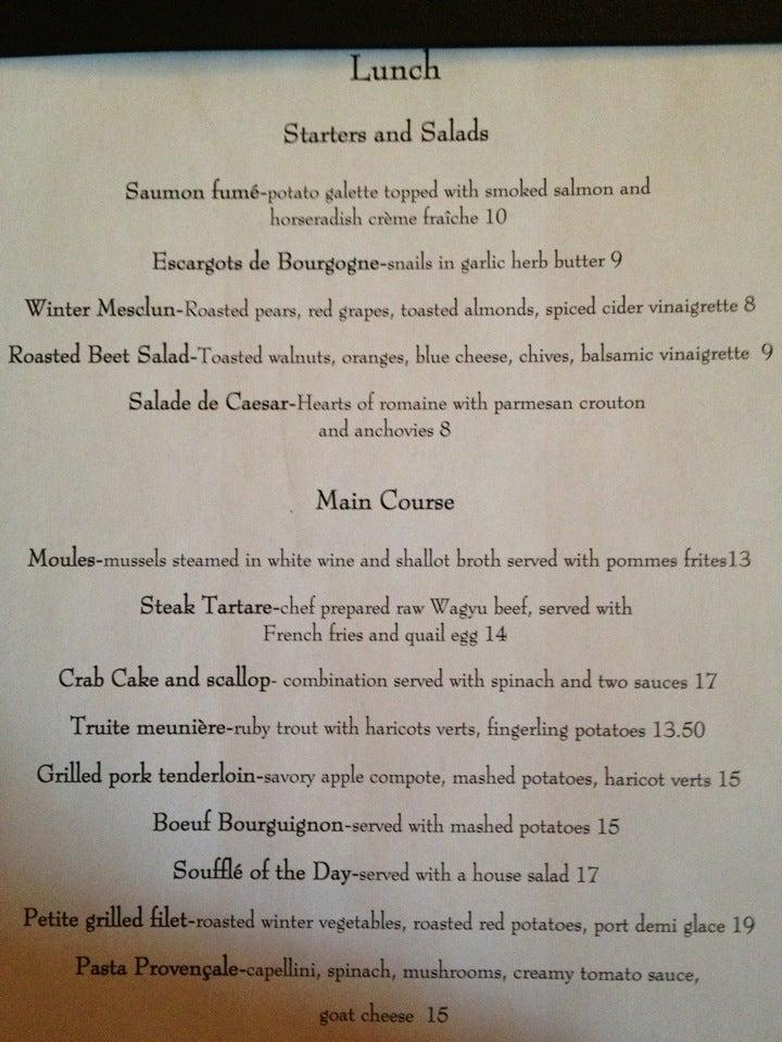 Menu at Le Relais Restaurant, Louisville