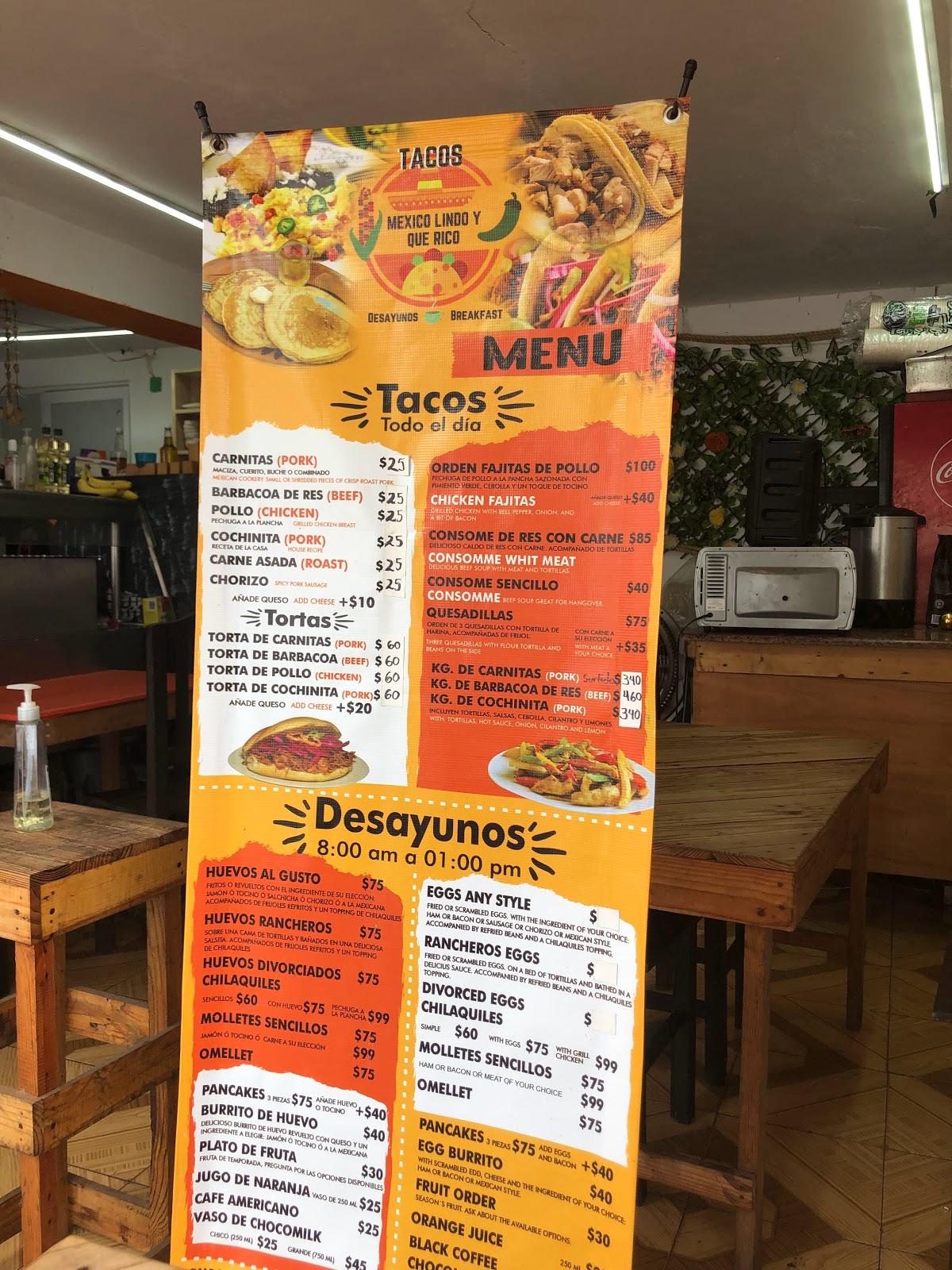 Menu at México Lindo y que rico Isla Mujeres restaurant, Isla Mujeres
