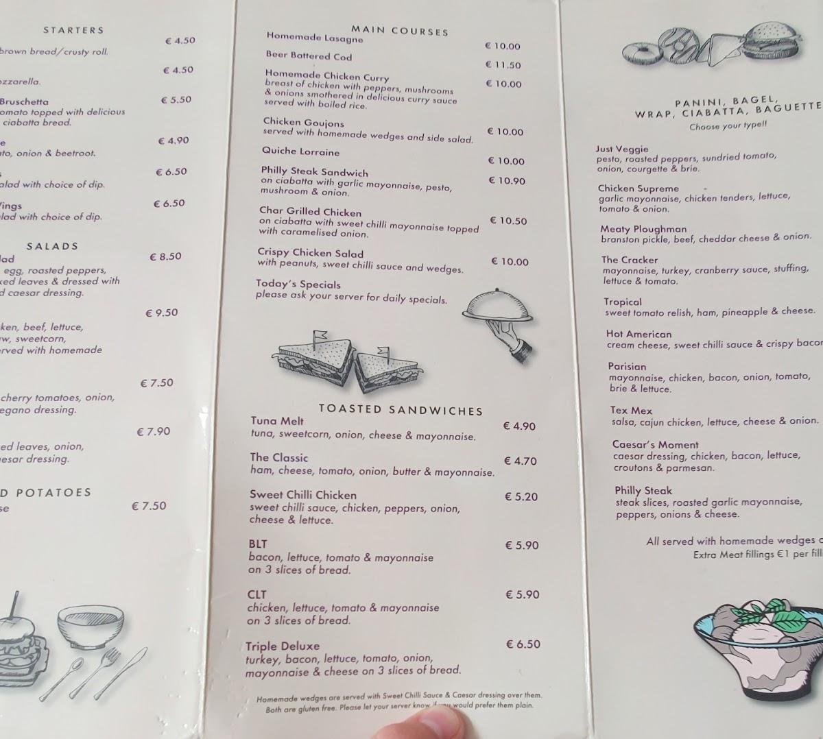 Menu at Moments Cafe & Restaurant, Longford