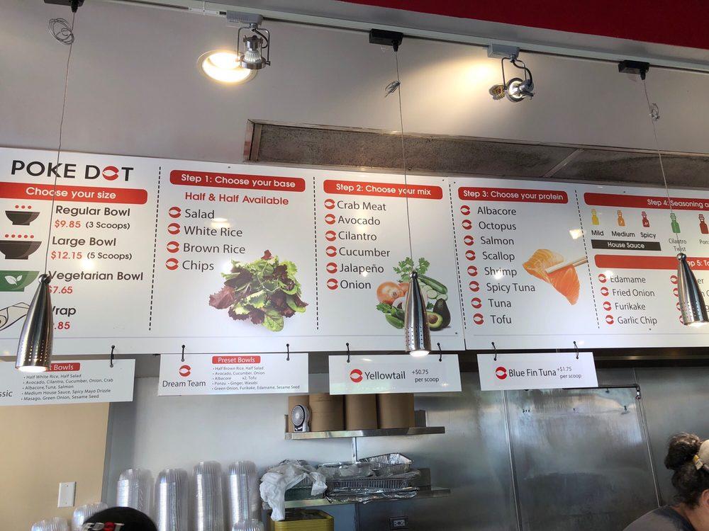 Menu at Poke Dot restaurant, Irvine