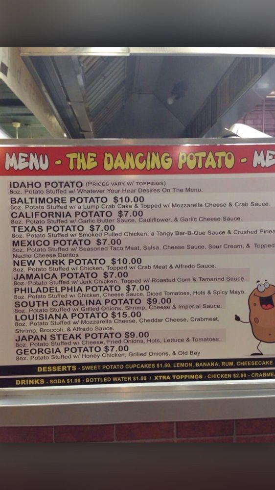 Menu at The Dancing Potato restaurant, Baltimore