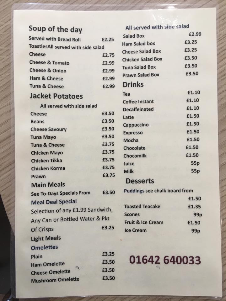 Menu at Lighthouse Cafe, Stockton-on-Tees